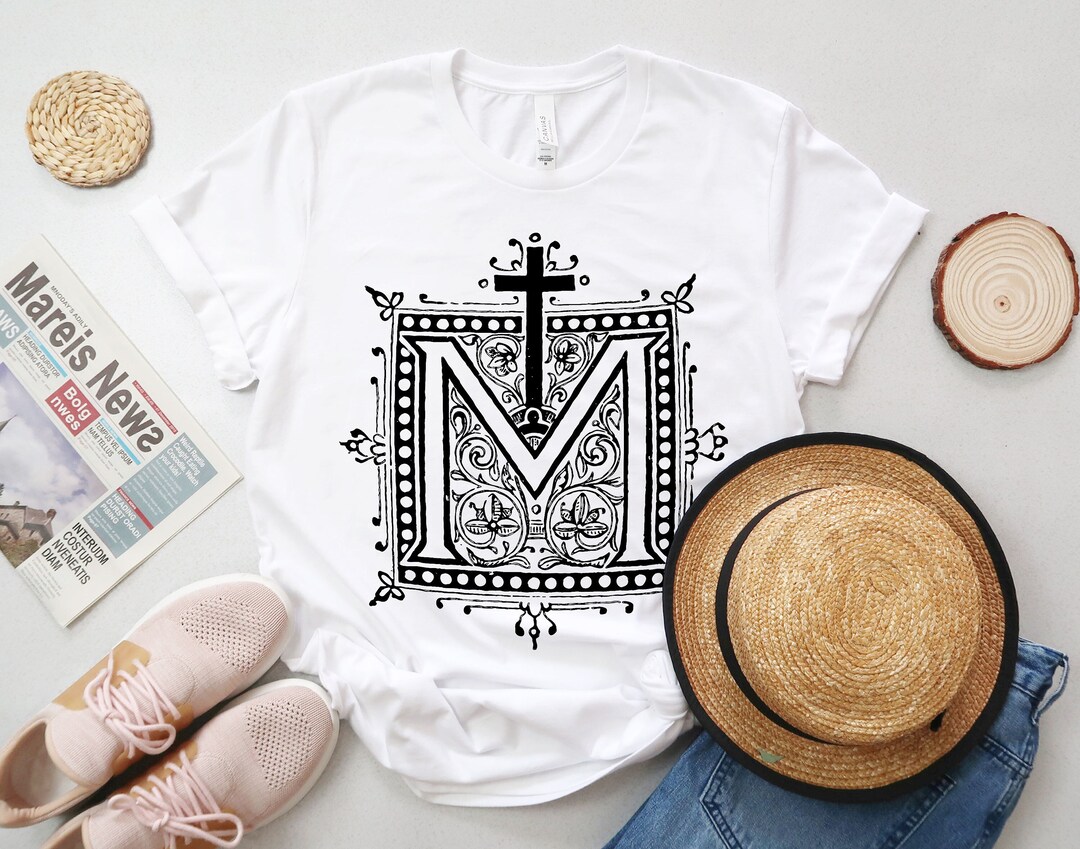 Marian Cross Shirt, Blessed Virgin Mary Shirt, Miraculous Medal Shirt ...