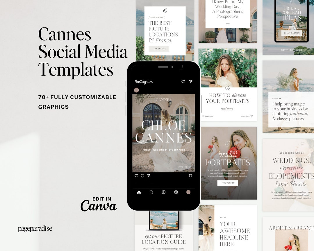 Cannes Social Media Canva Templates: Instagram Branding Kit - Etsy