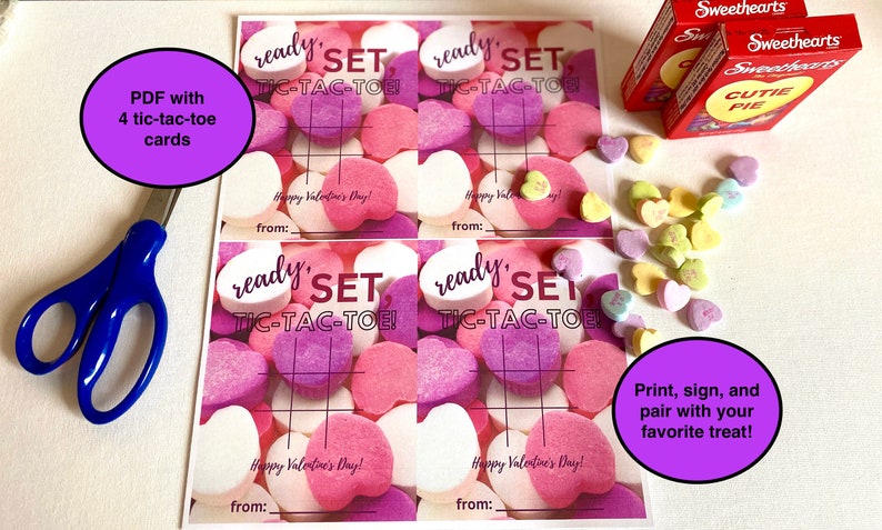 Valentines Day Printable PDF Instant Download TIC Tac TOE Conversation ...
