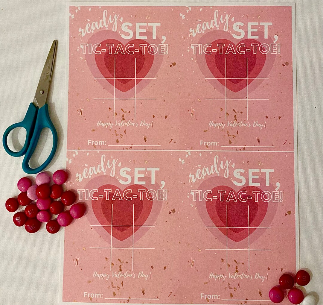 Valentines Day Printable PDF Instant Download TIC Tac TOE Cute Heart ...