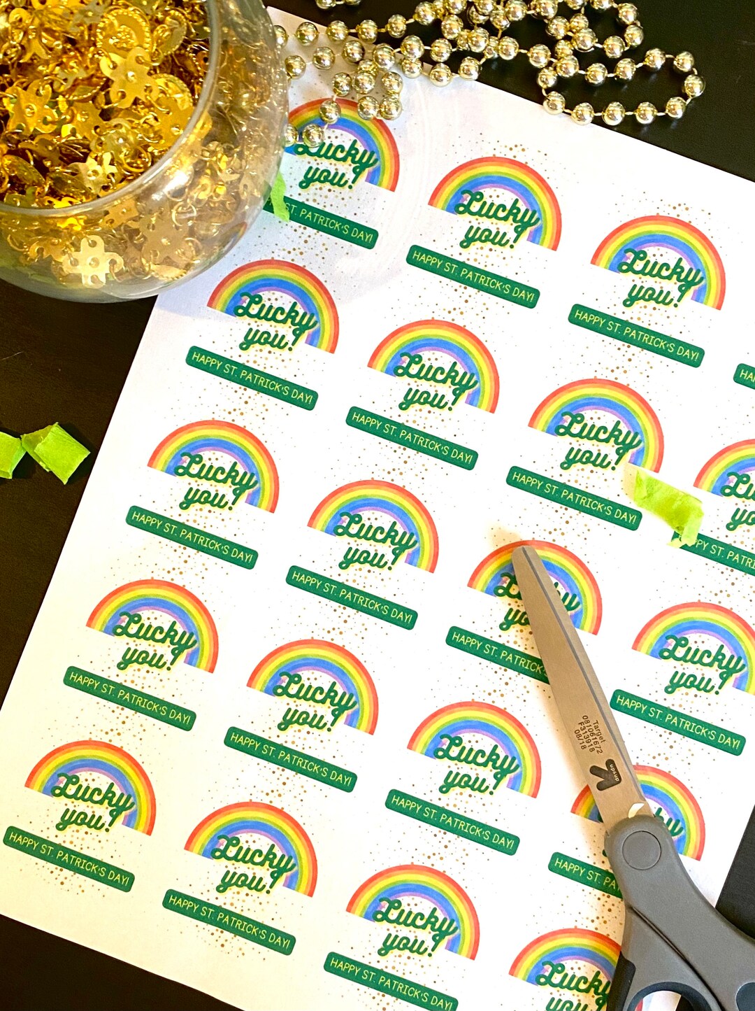 St. Patrick's Day Sticker or Tag Printable PDF Instant Download. Single ...