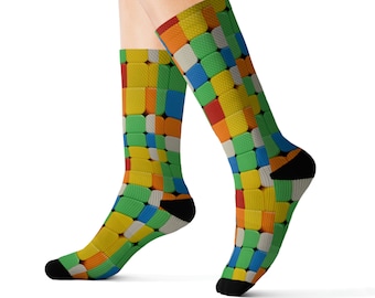 Cubes All Over Black Rubik's Cube Socks Fun Socks for Men, Women, Adult ...