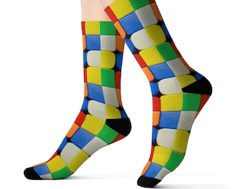 Cubes All Over Black Rubik's Cube Socks Fun Socks for Men, Women, Adult ...