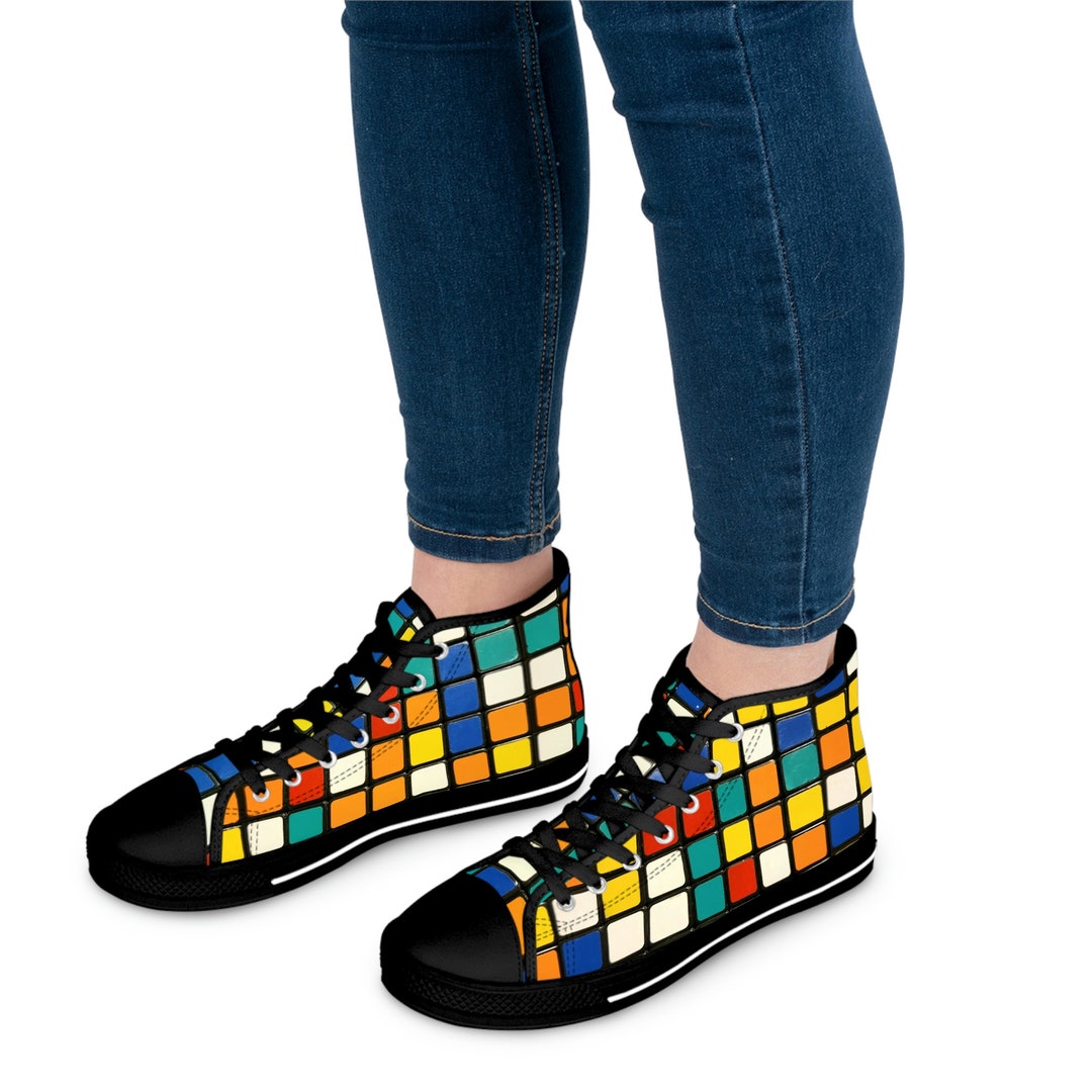 Women's High Top Canvas Rubiks Cube Shoes - Etsy