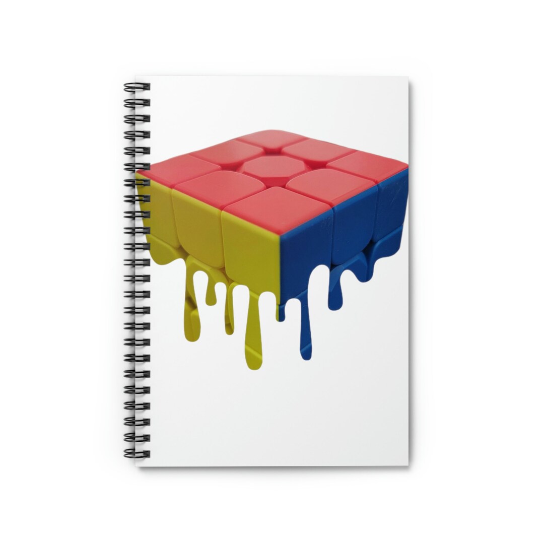 Melting Rubiks Cube Spiral Notebook Ruled Line Etsy