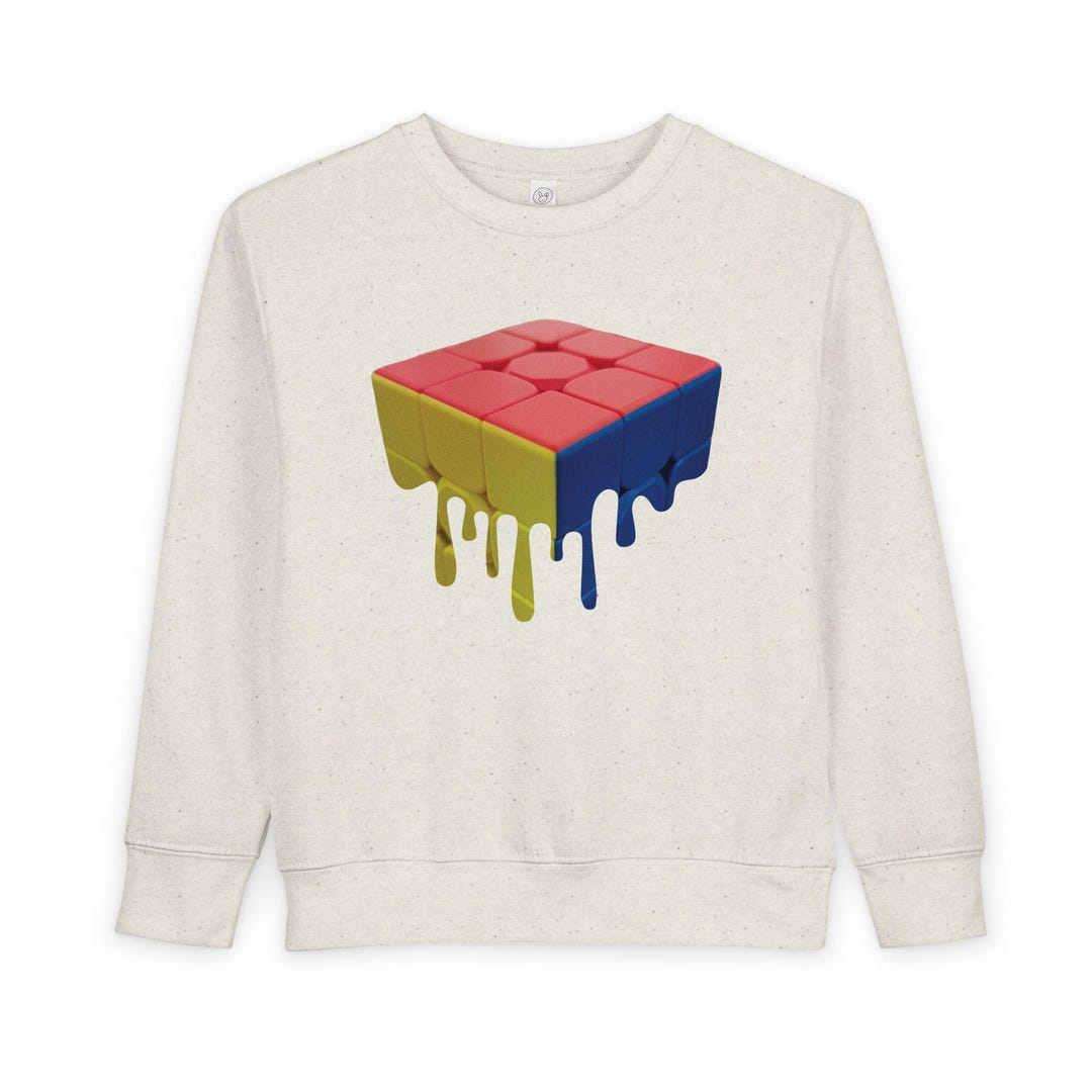 Colorful Dripping Rubik's Cube Toddler Sweatshirt, Fun Kids Clothing ...