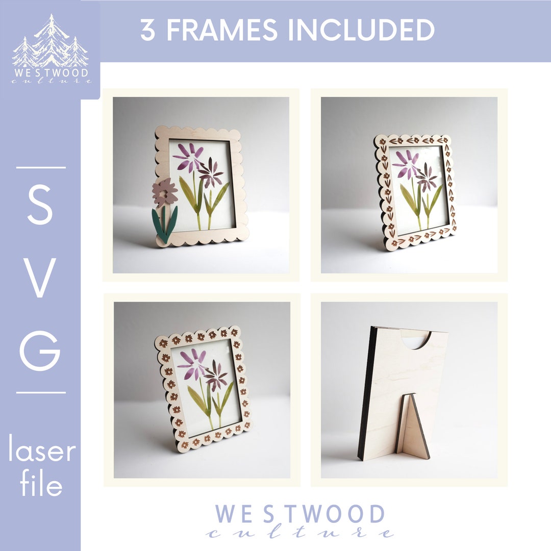 Bundle of 3 II 5 X 7" Scalloped Frames SVG File for Art or Photos ...