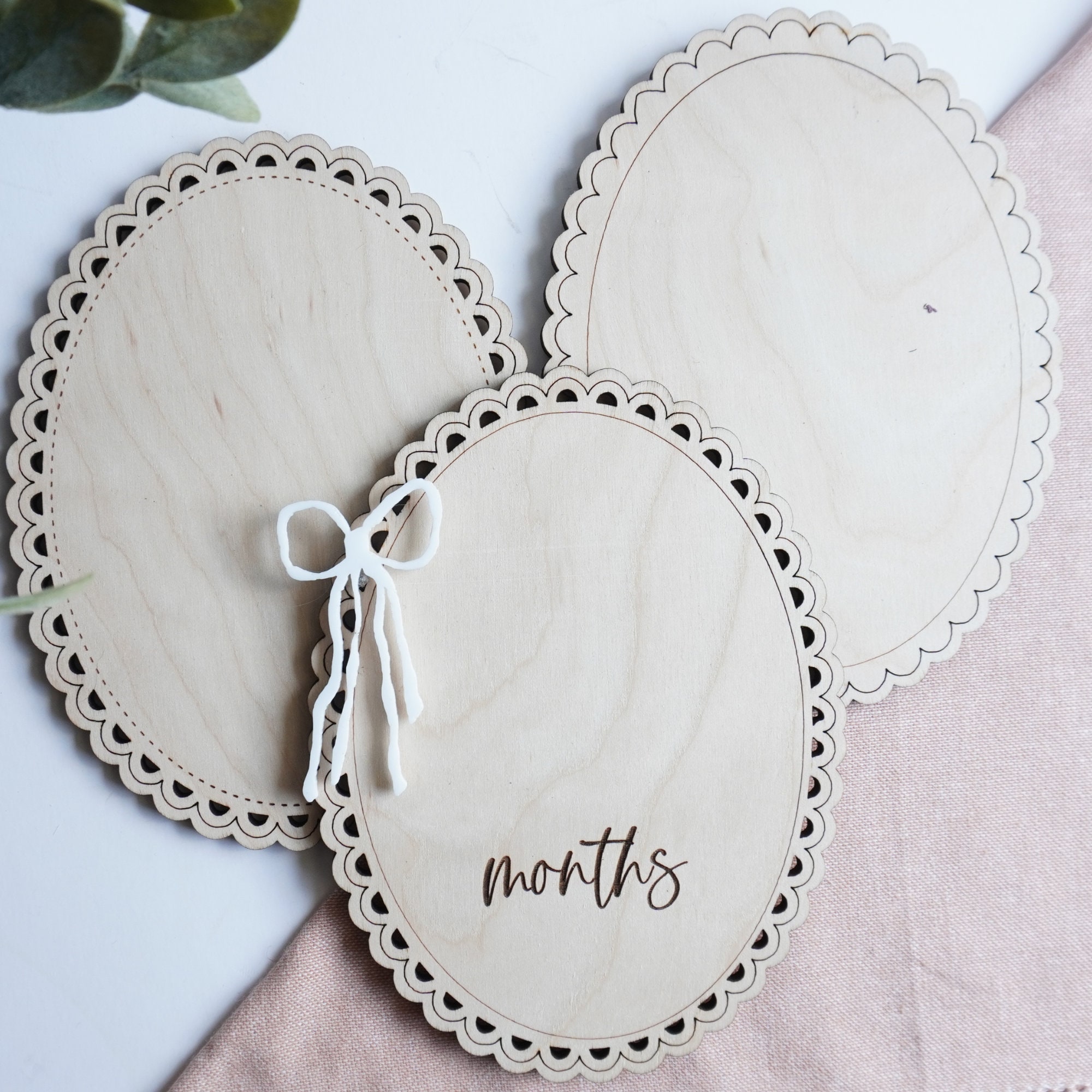 Scallop Baby Milestone Bundle of 3 L| Customizable Newborn Milestone ...