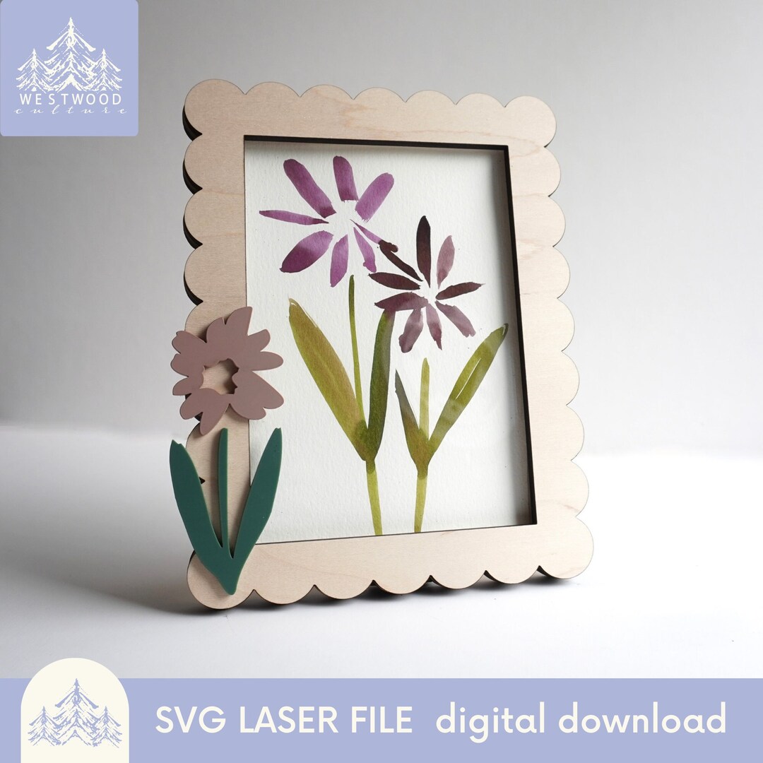 Kid's 5 X 7" Large Flower Frame SVG File for Art or Photos || Scored ...