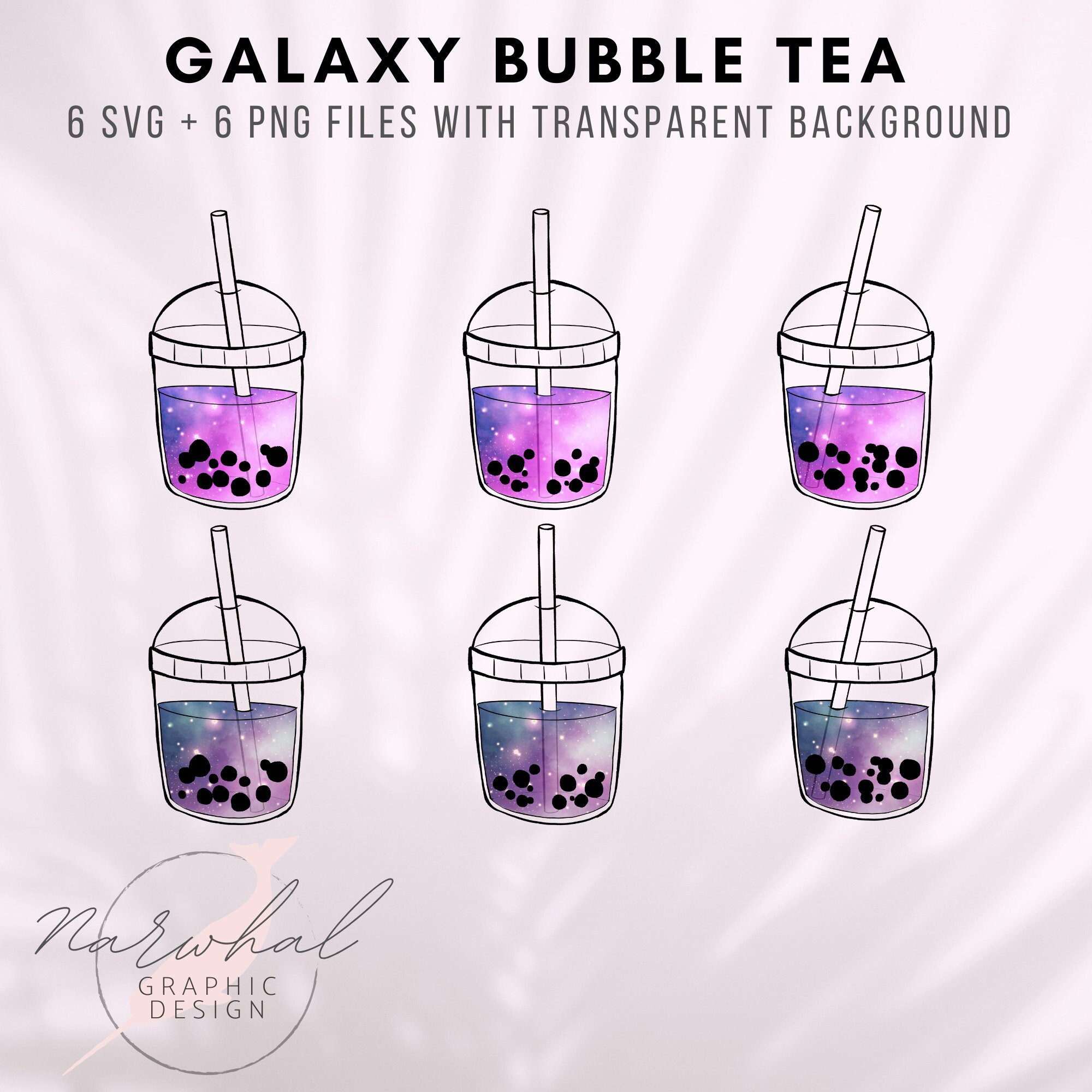 Lindo Galaxy Bubble Tea SVG y PNG, Fondo transparente Boba Tea Clipart ...