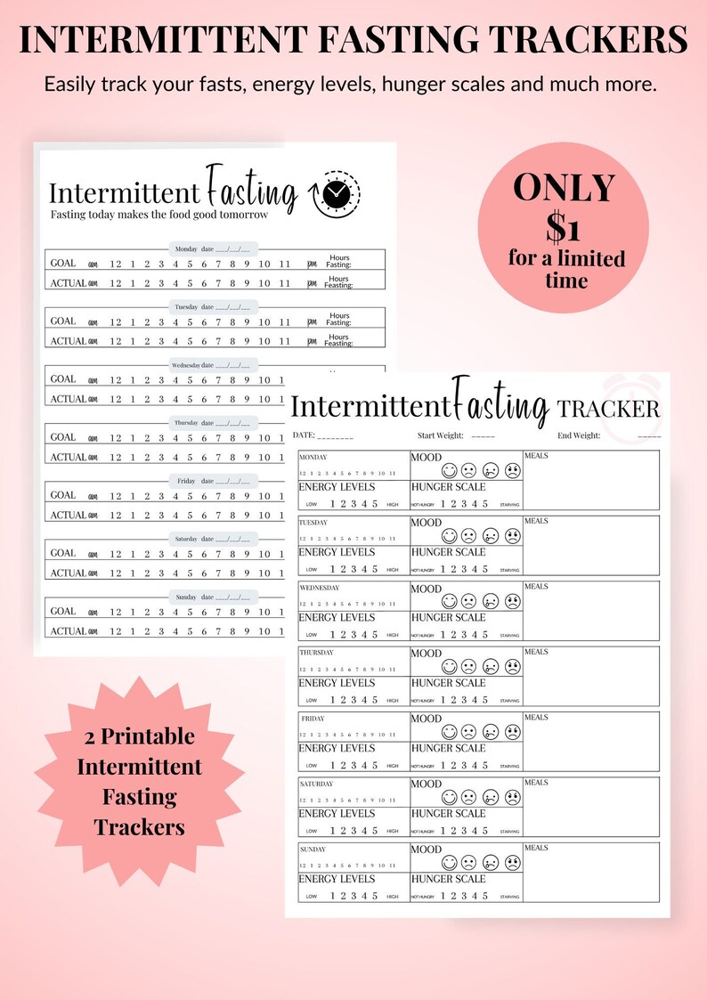 Intermittent Fasting | Fasting Printable | Daily Weekly Fasting Tracker ...