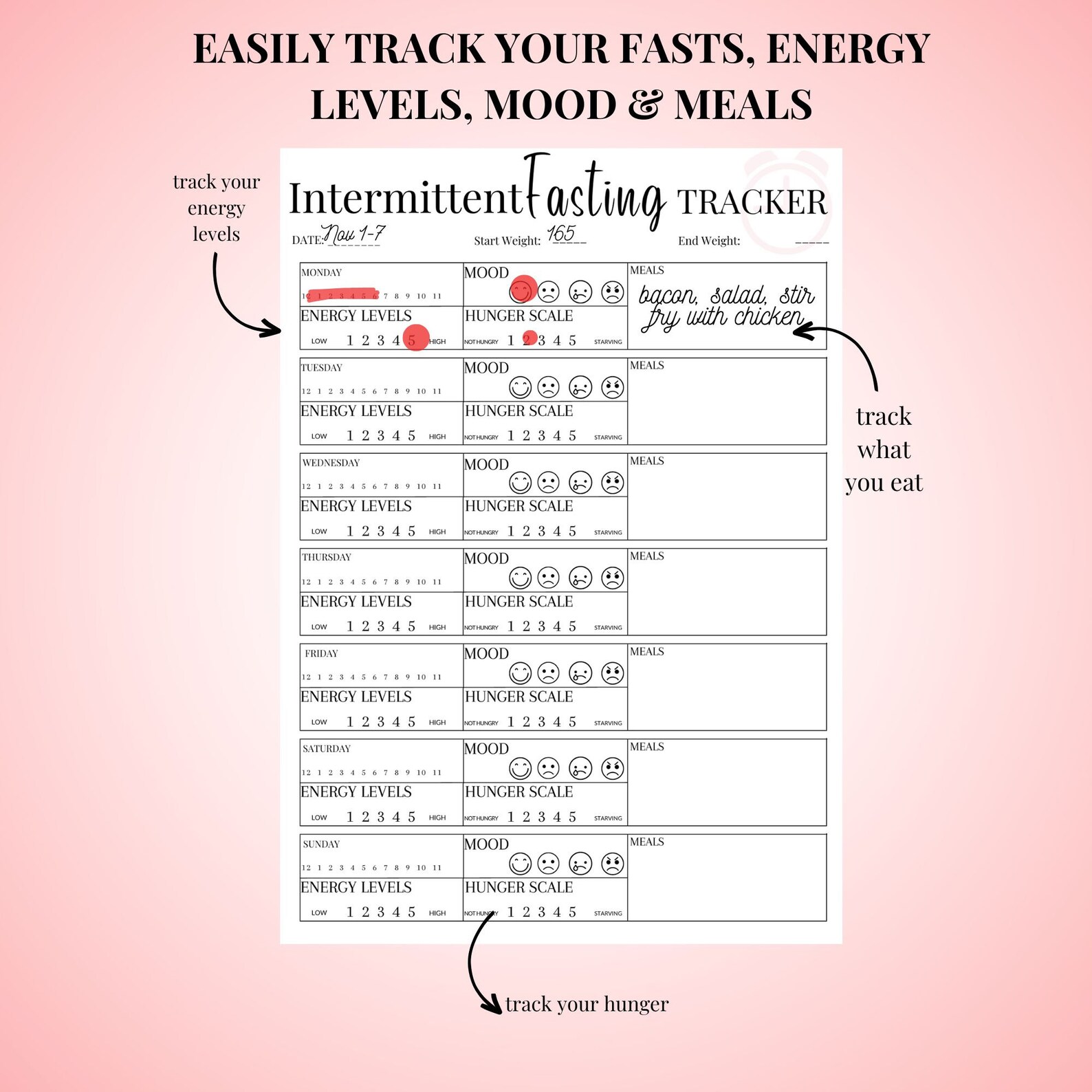 Intermittent Fasting | Fasting Printable | Daily Weekly Fasting Tracker ...
