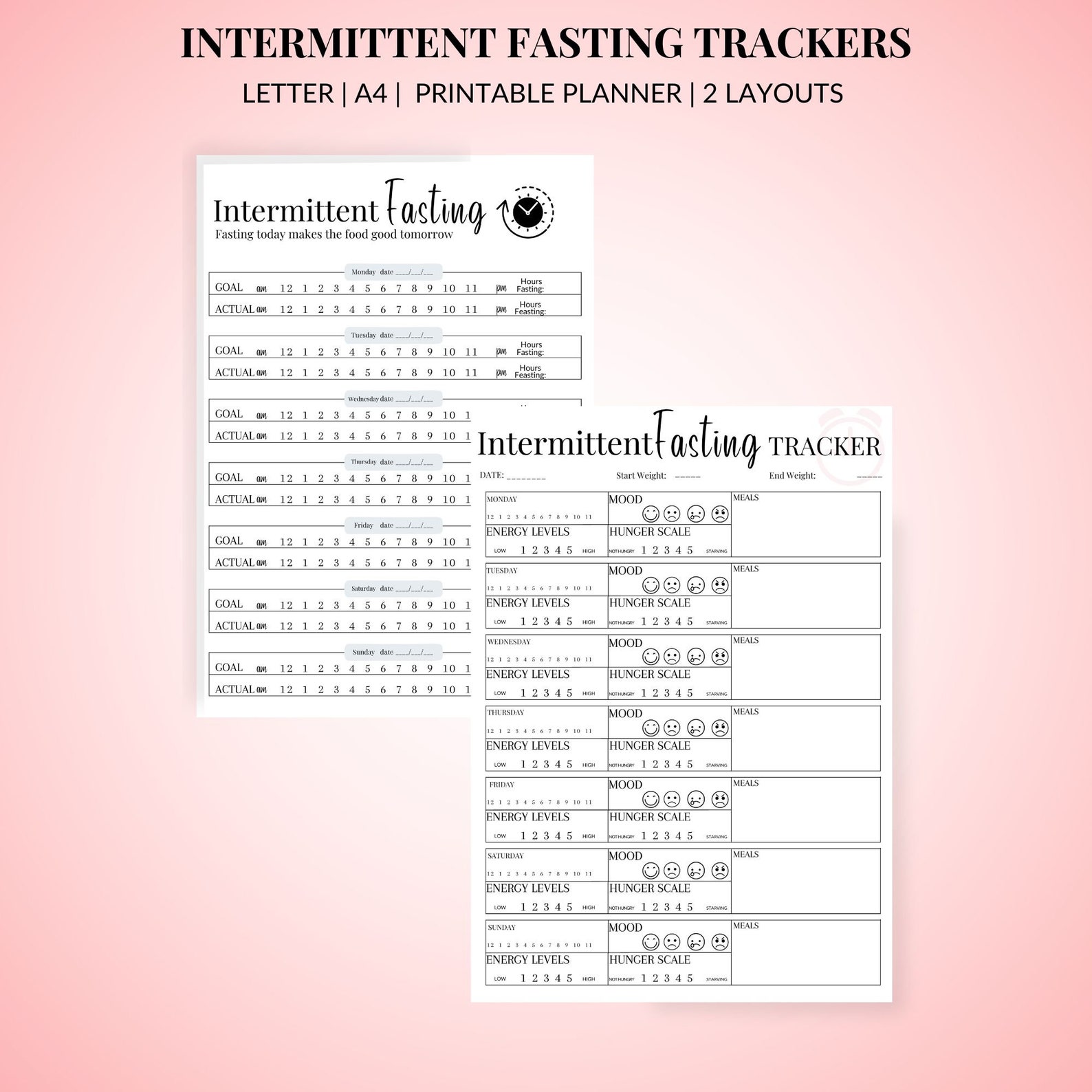 Intermittent Fasting | Fasting Printable | Daily Weekly Fasting Tracker ...