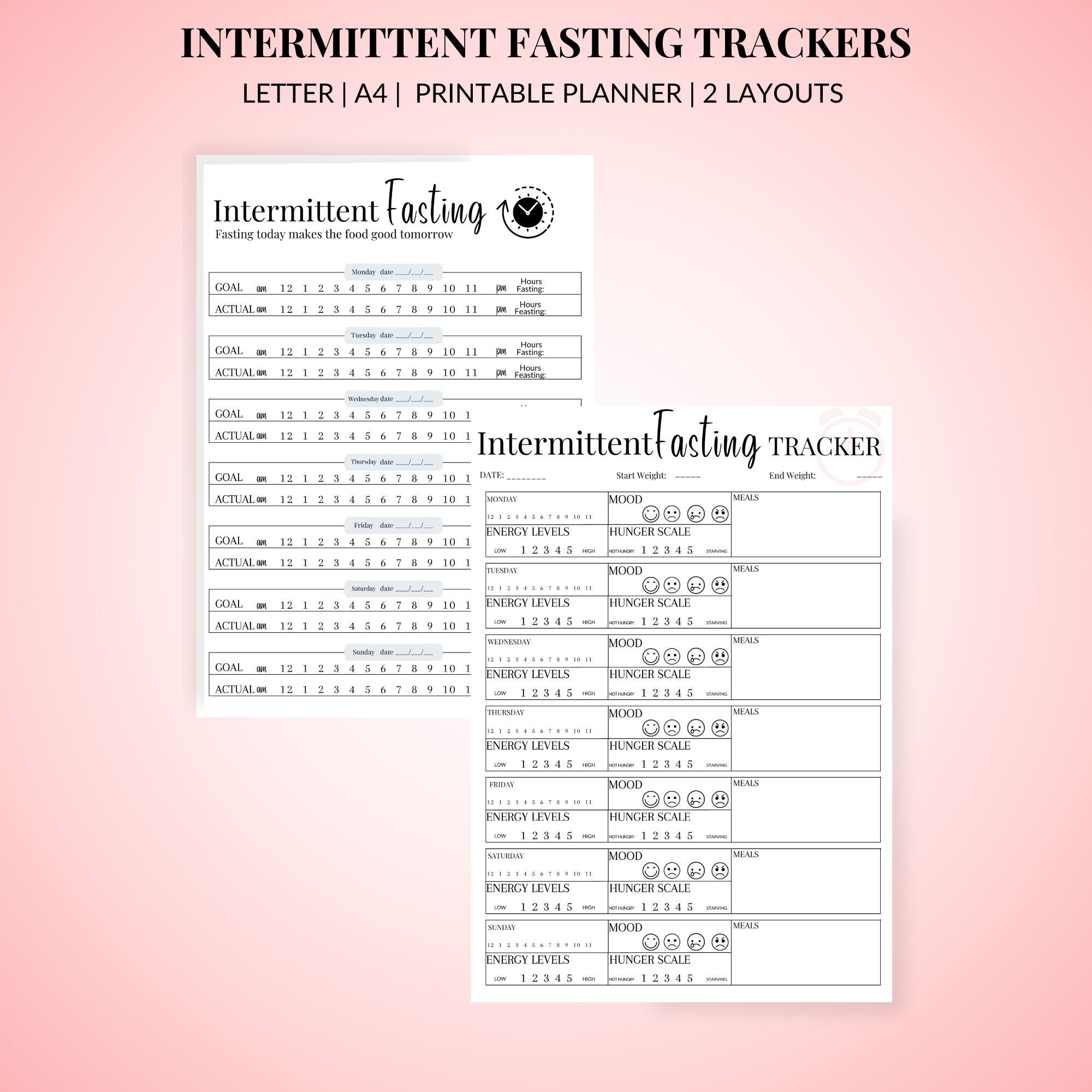 Intermittent Fasting | Fasting Printable | Daily Weekly Fasting Tracker ...