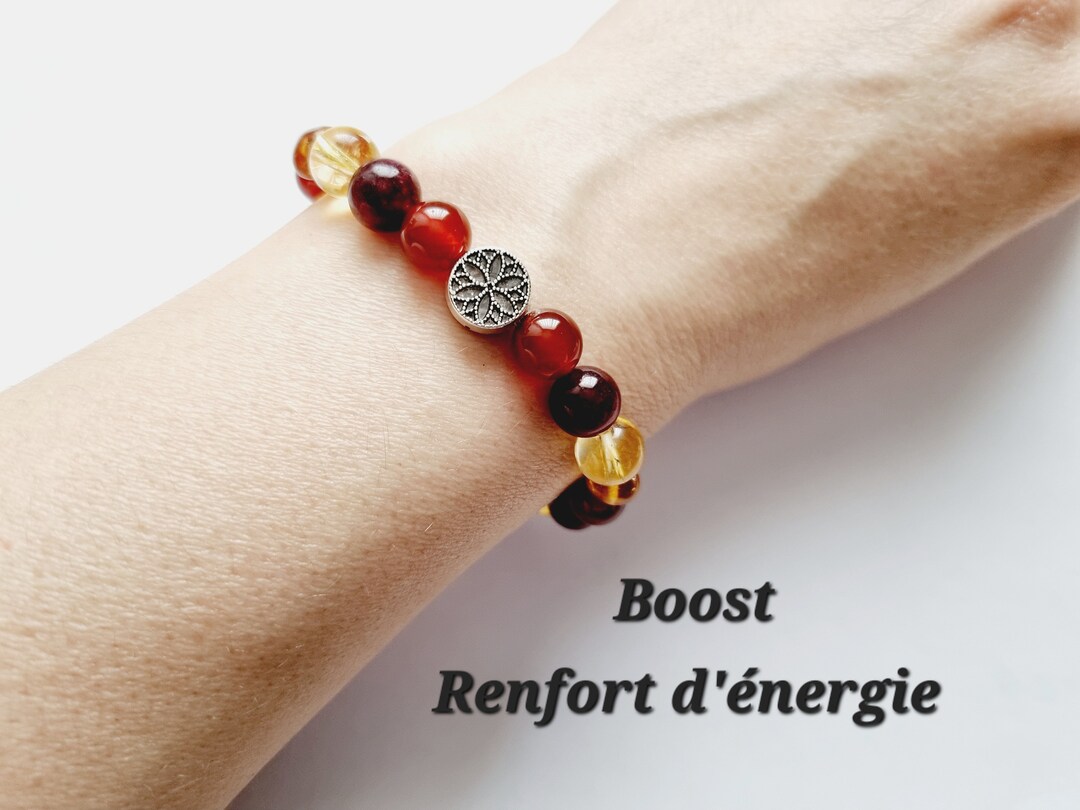 Boost Bracelet Energy Reinforcement in Garnet Citrine Carnelian Natural ...