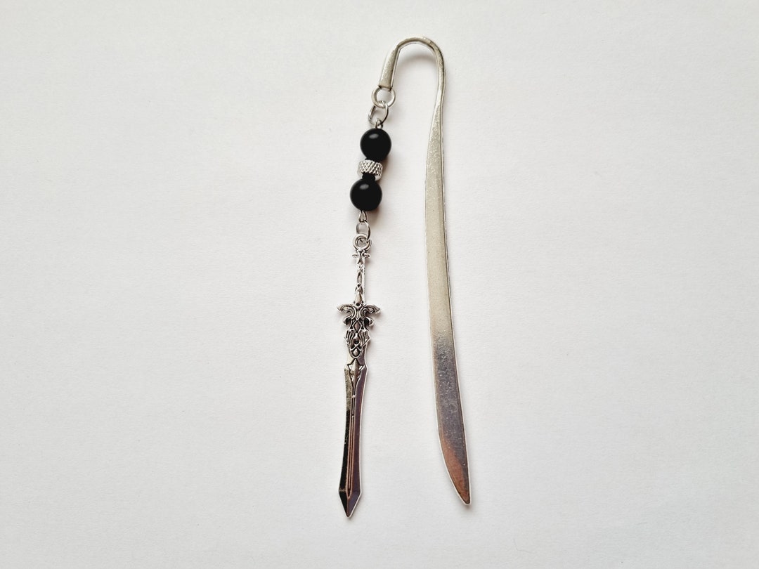 Men's Bookmark Sword Glaive Black Onyx Stones Natural Stones Silver ...