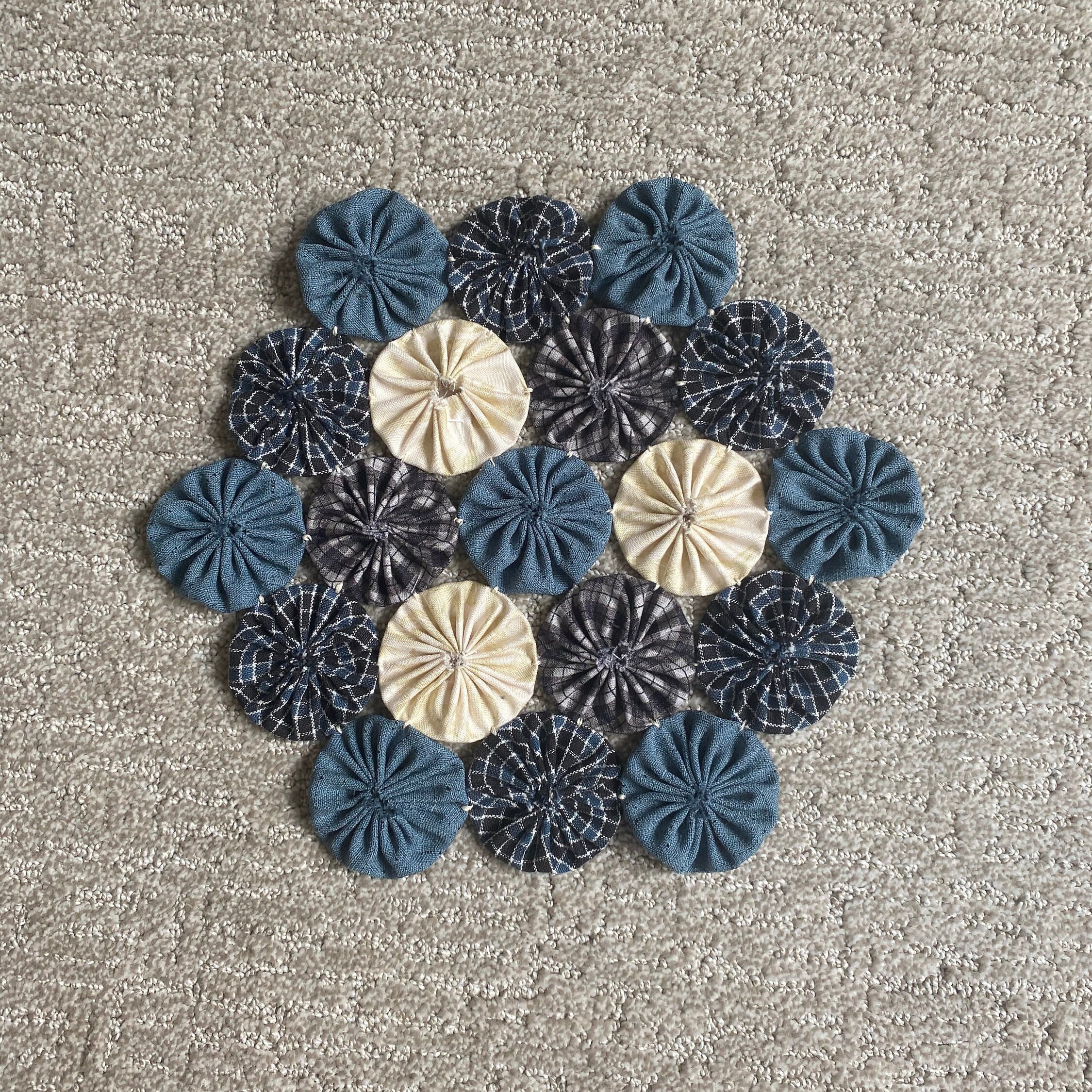 Handmade Blue Plaid Yoyo Doily - Etsy