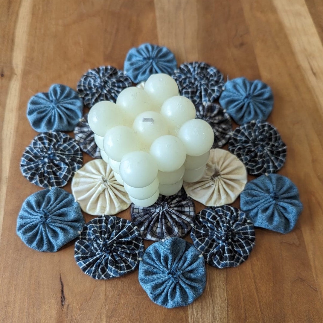 Handmade Blue Plaid Yoyo Doily - Etsy
