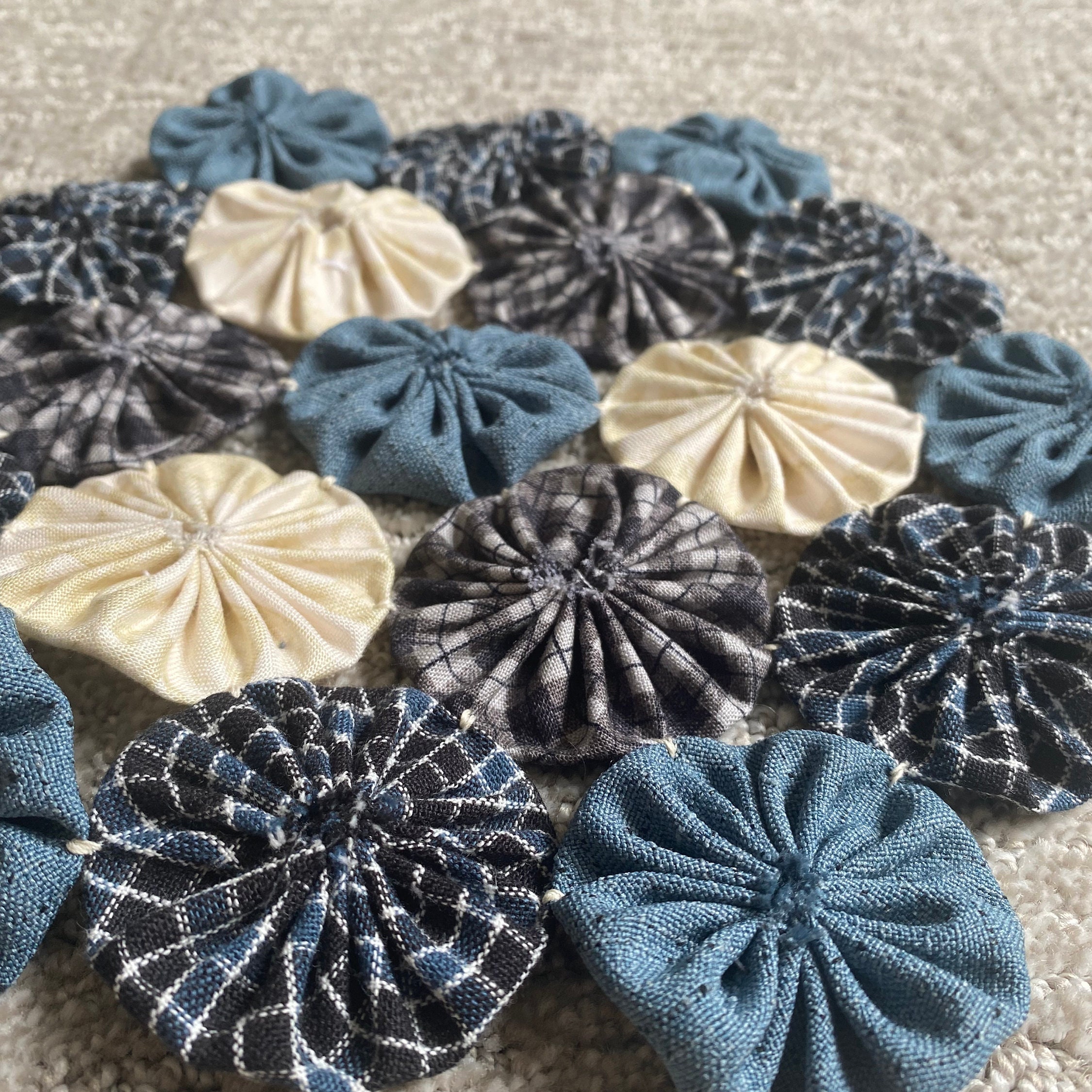 Handmade Blue Plaid Yoyo Doily - Etsy