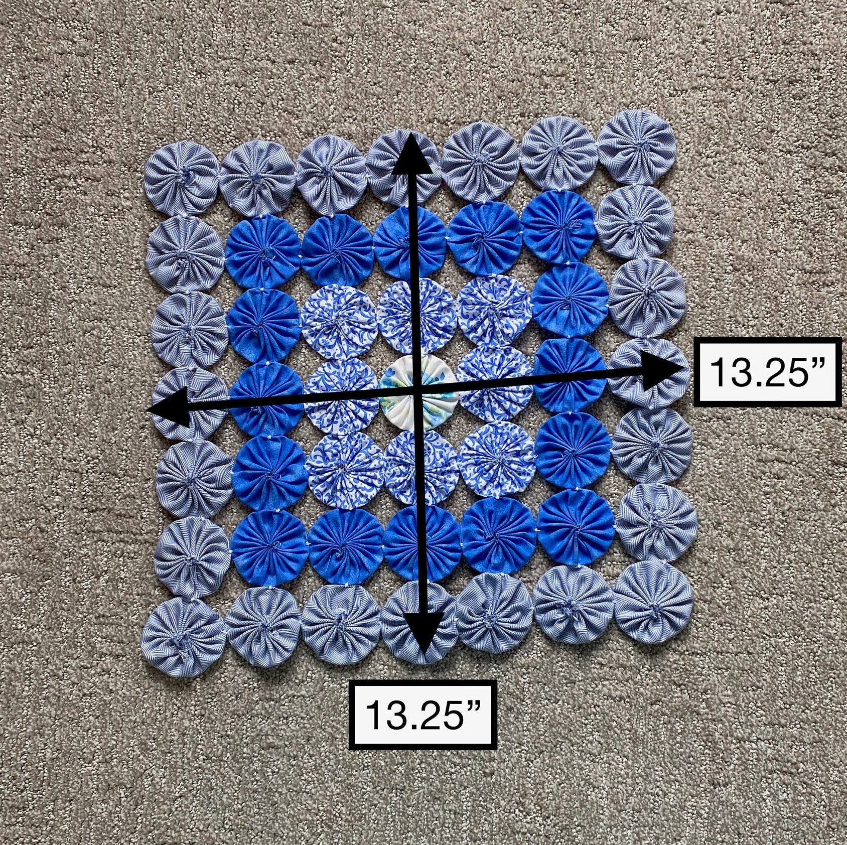 Handmade Blue and White Square Fabric Yoyo Doily - Etsy