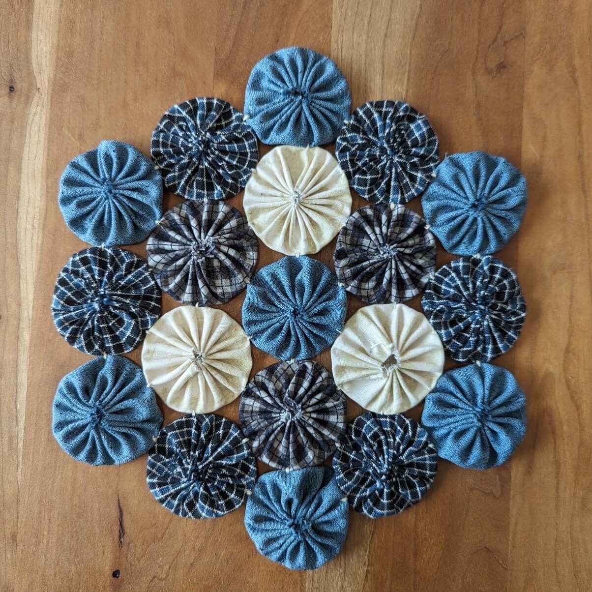 Handmade Blue Plaid Yoyo Doily - Etsy