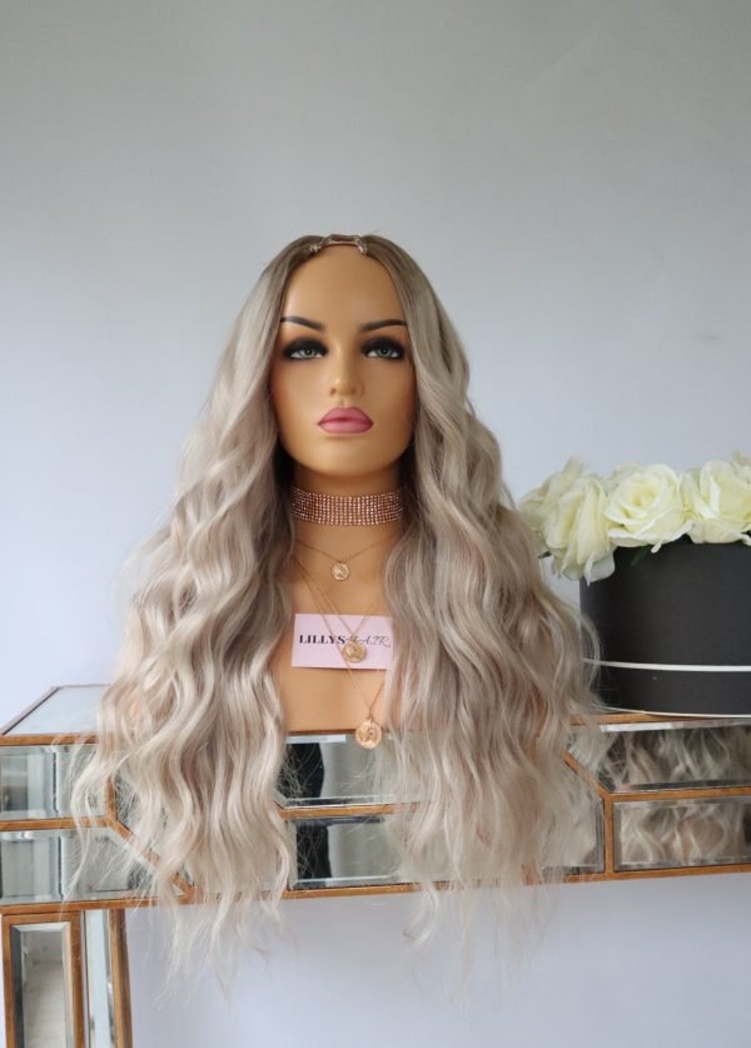 SYLVIA Ash Blonde Root Melting Into Platinum Ash Blonde, Human Hair U ...