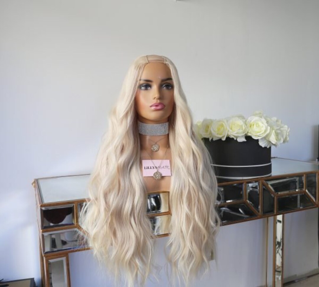 IVORY Platinum Blonde Human Hair U-part Wig Made From Cuticle Aligned ...