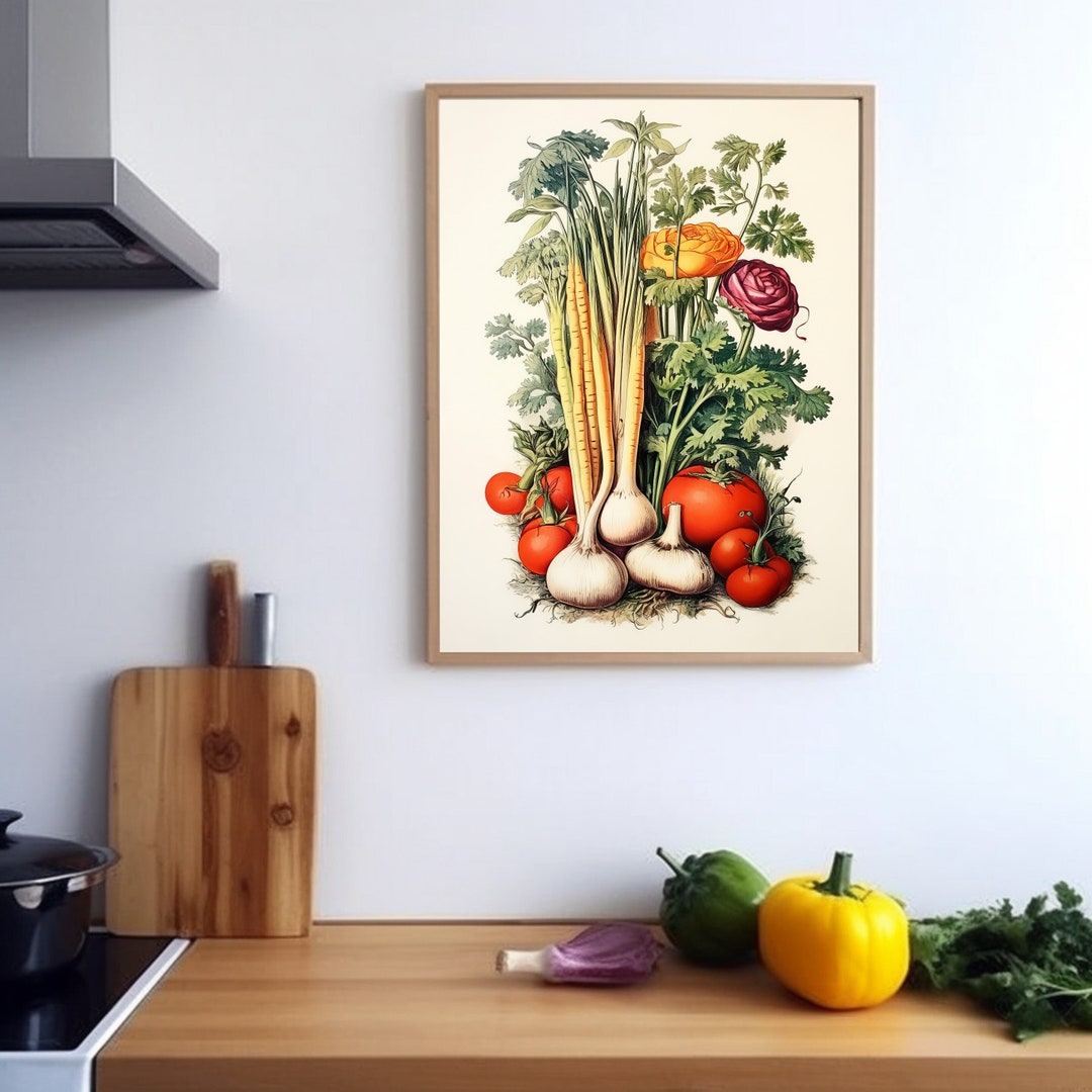 Vintage Vegetable Wall Art | Botanical Culinary | Watercolour ...