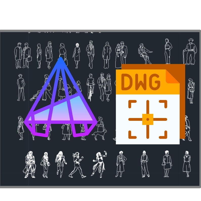 Autocad DWG- 2D View People Blocks Human, Autocad File,autocad 2D ...
