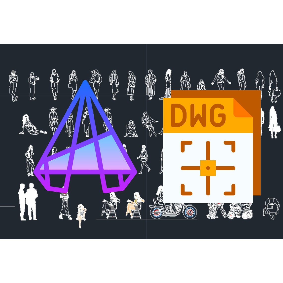 Autocad DWG- 2D View People Blocks Human, Autocad File,autocad 2D ...