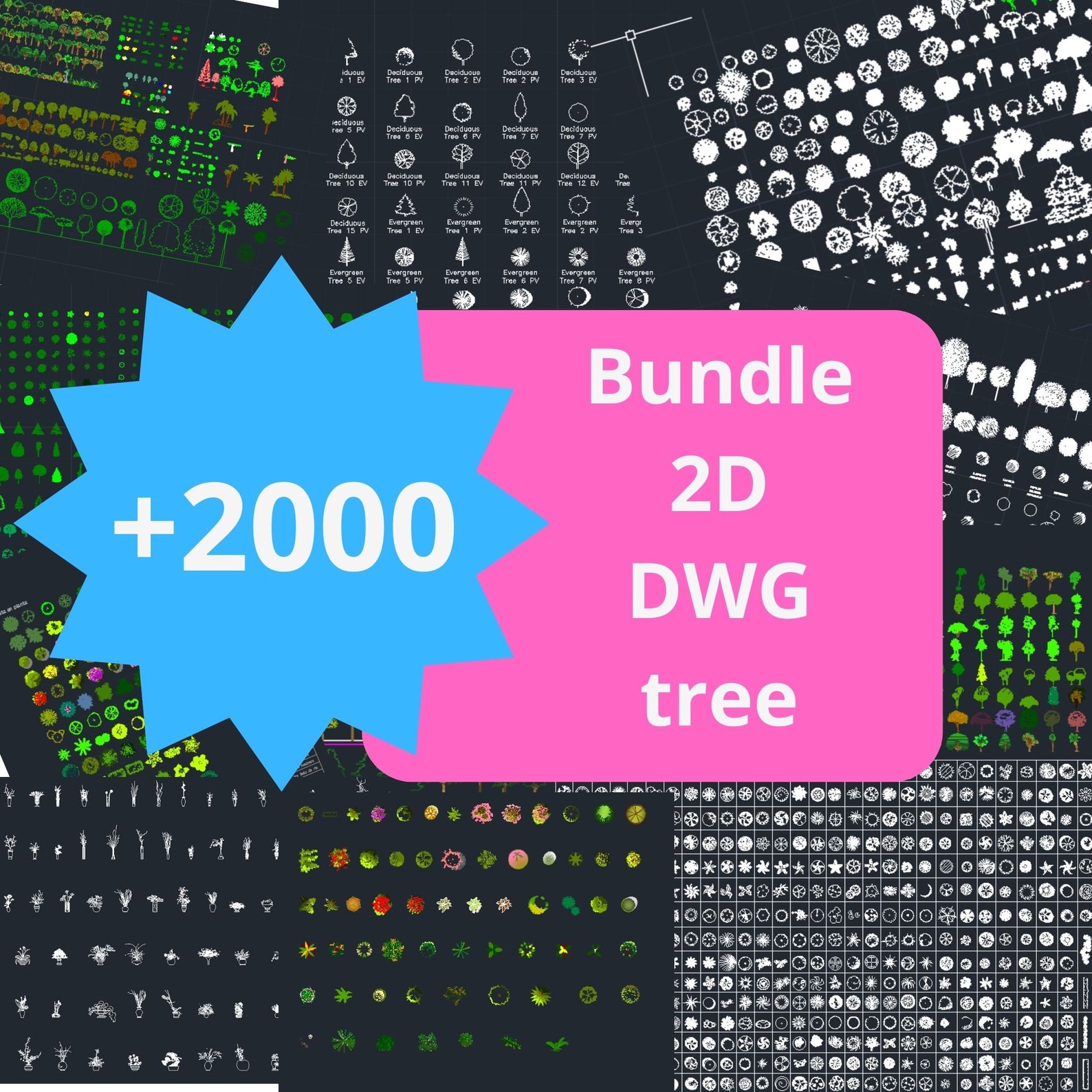 Autocad Tree Bundle 2D DWG Tree End Plant Blocks Templates for Interior ...
