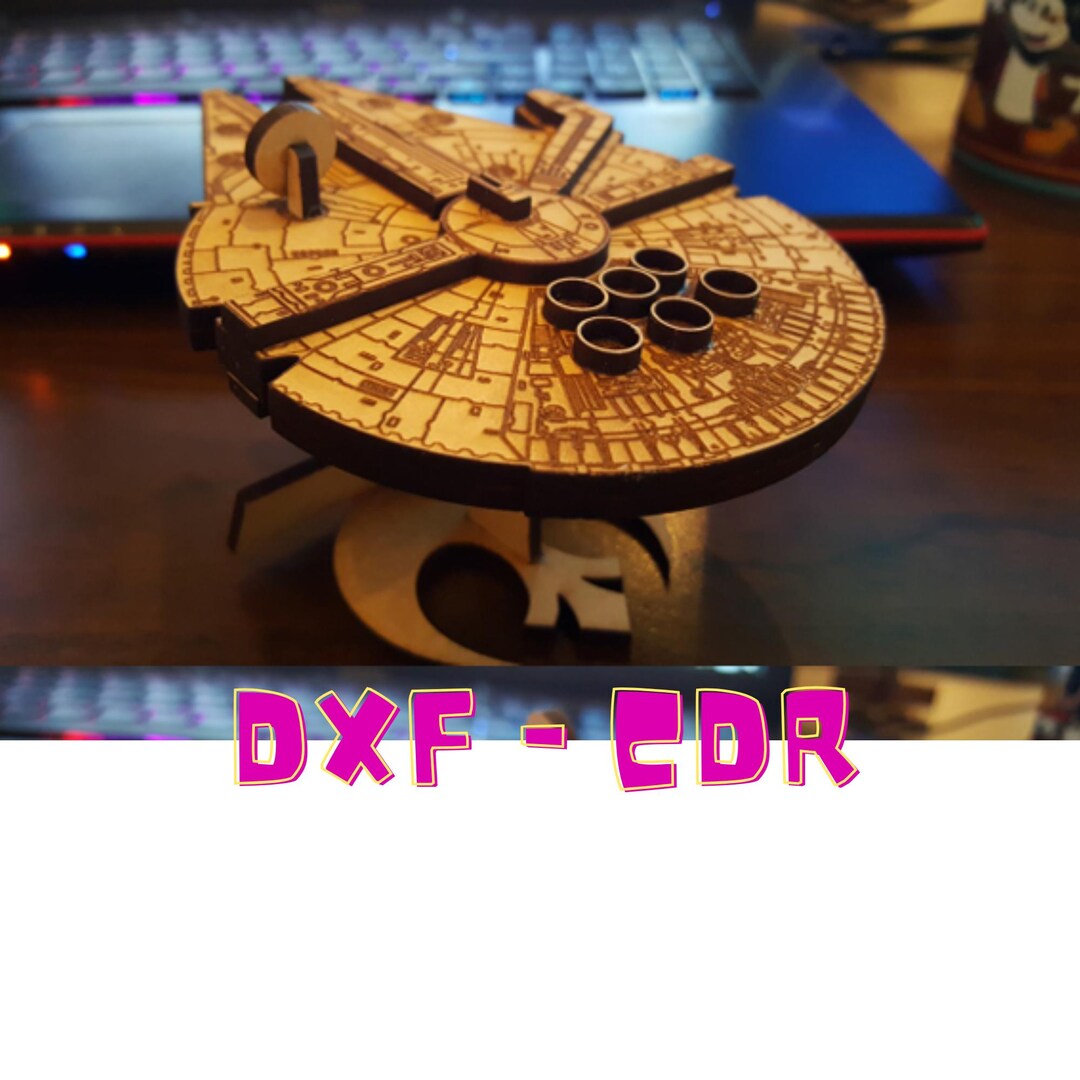 Star Wars Millennium Falcon Laser Cut Model With Stand, Files for Laser ...