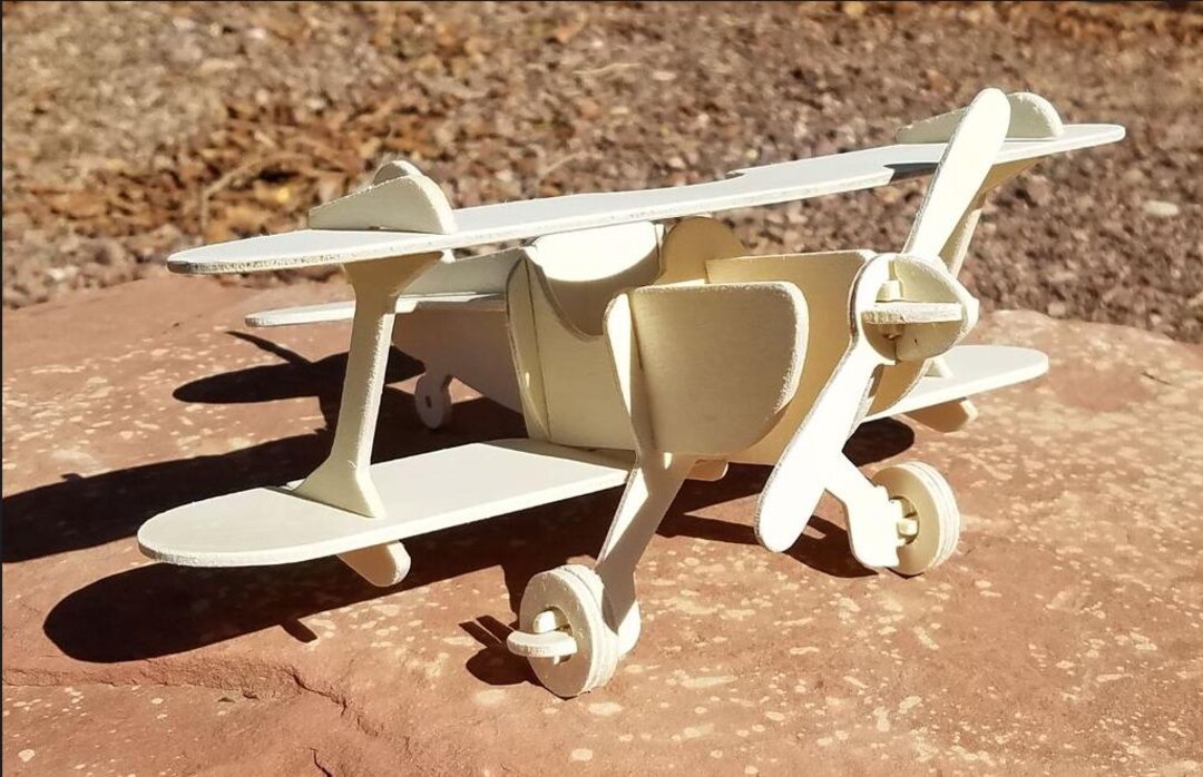 Laser Cut Bi-plane 3D Puzzle DXF File,lasercut Airplane 3D Model Simple ...