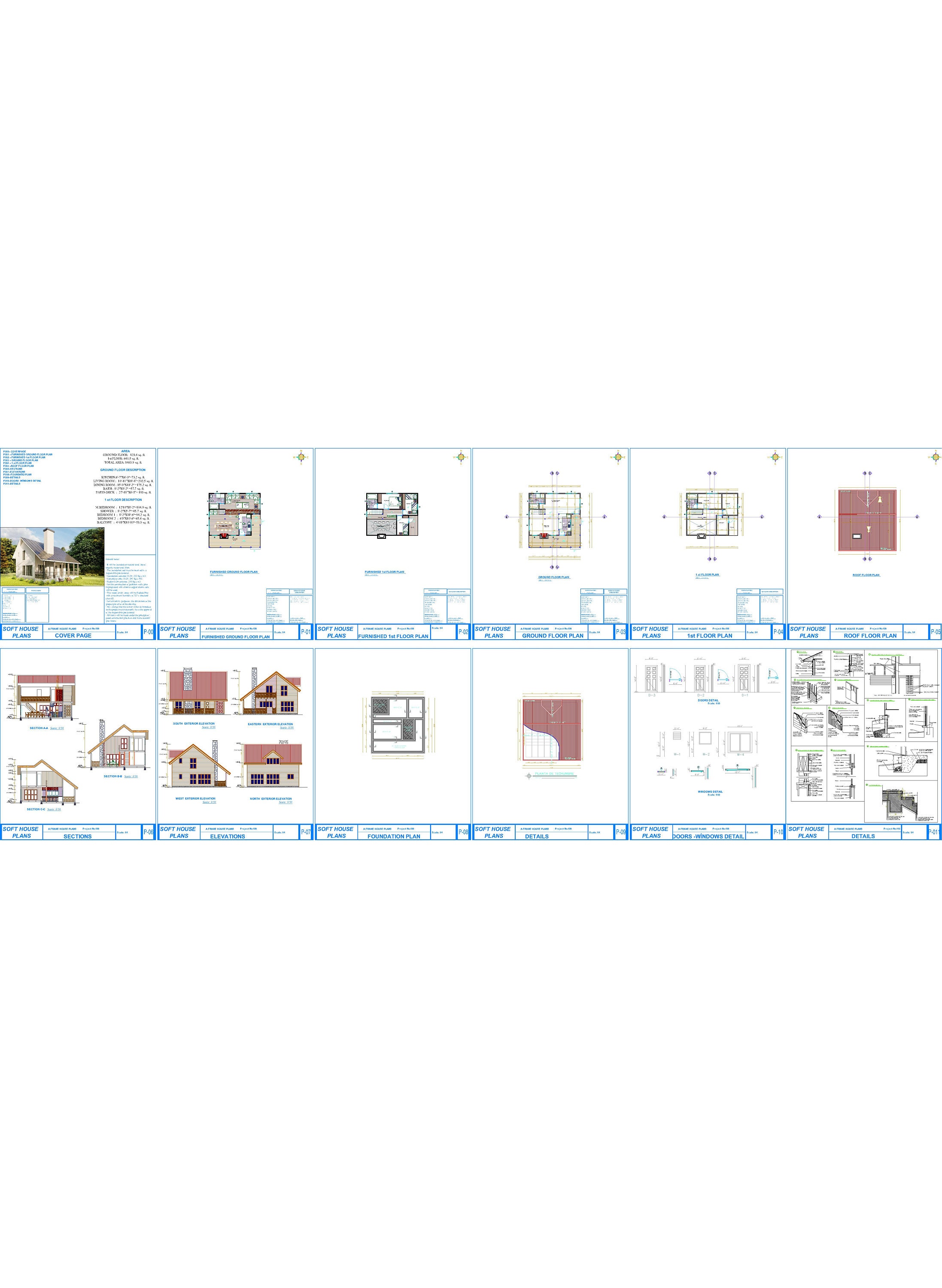 Modern Cottage House Plans, Two Story 3 Bedroom House Plans - Etsy