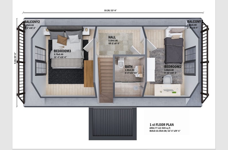 Two-story A-frame House Plans With 3 Bedrooms - Etsy