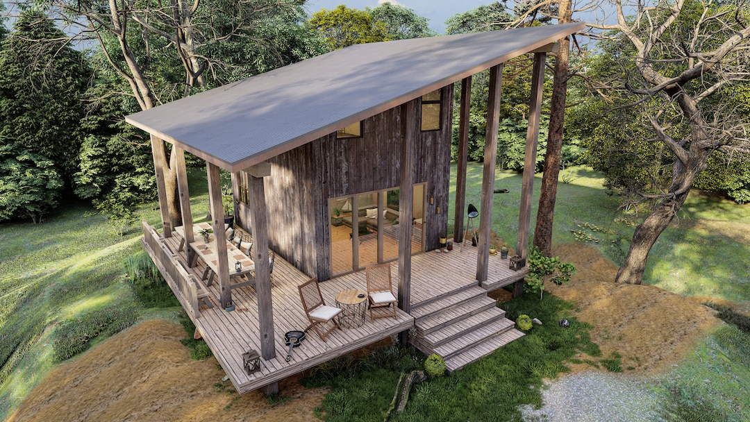 Tiny A Frame House Plans, Small Cabin Plans Blueprint - Etsy