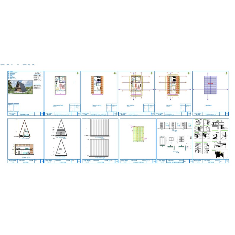 23' X 34' A-frame Cabin Plans, Architectural Design 1325 SF Blueprint ...