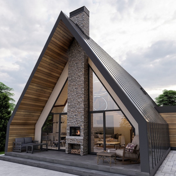 A-frame Cabin 2 Bedrooms, 3 Bathroom Architecture Build Plans, 2415SF ...