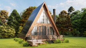 A-frame Two Story Tiny House Plans, 20' X 26' Triangular Cabin Building ...