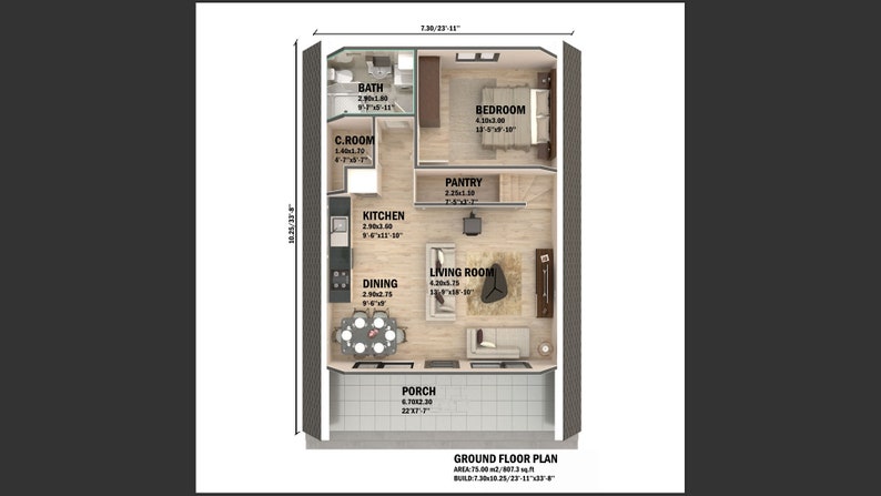 23' X 34' A-frame Cabin Plans, Architectural Design 1325 SF Blueprint ...