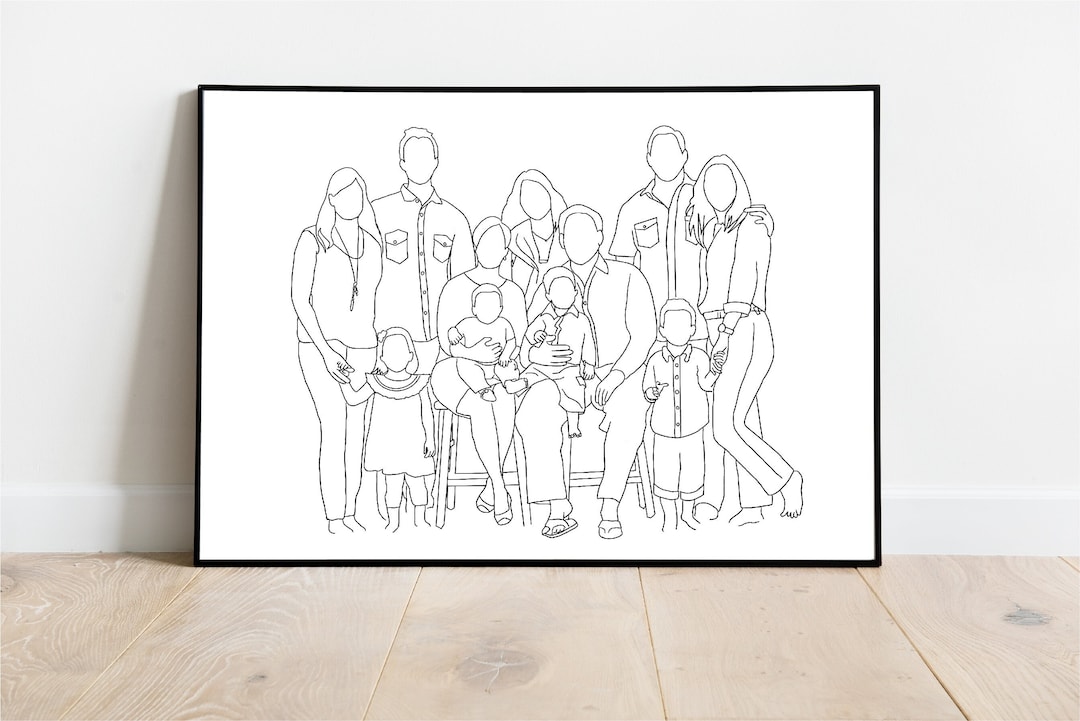 Custom Line Drawing Line Art Portrait Custom Couple Portrait ...