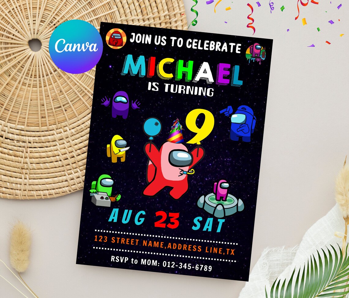 Among Us Birthday Invitation | Editable Among Us Party Invite | Digital ...