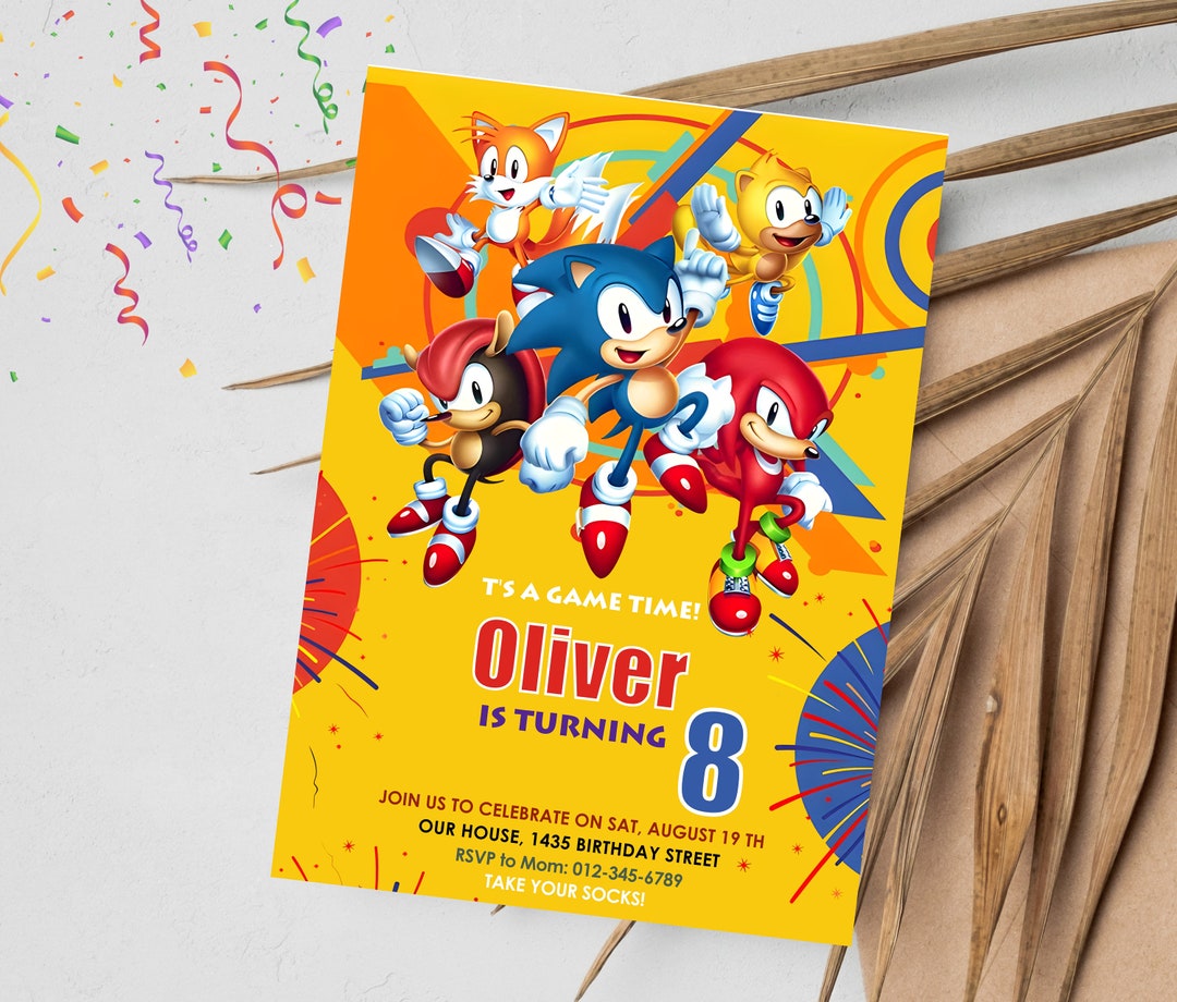 Sonic Birthday Invitation | Sonic the Hedgehog Birthday Party Invite ...