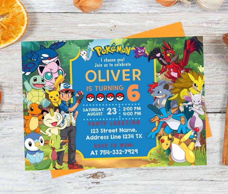 Editable Pokemon Invitation Printable Pokemon Birthday Party - Etsy