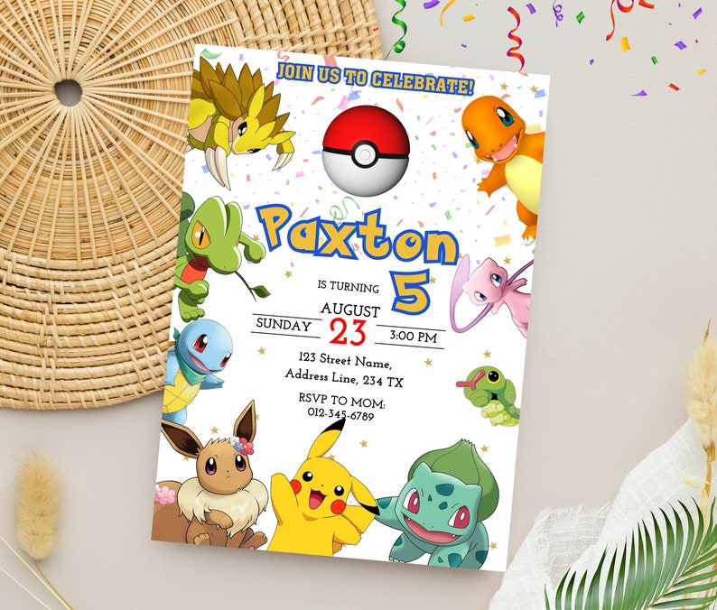 Pokemon Invitation Pokemon Birthday Party Invite Digital - Etsy Australia