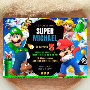 Super Mario Birthday Invitation | Editable and Personalized Mario Party ...