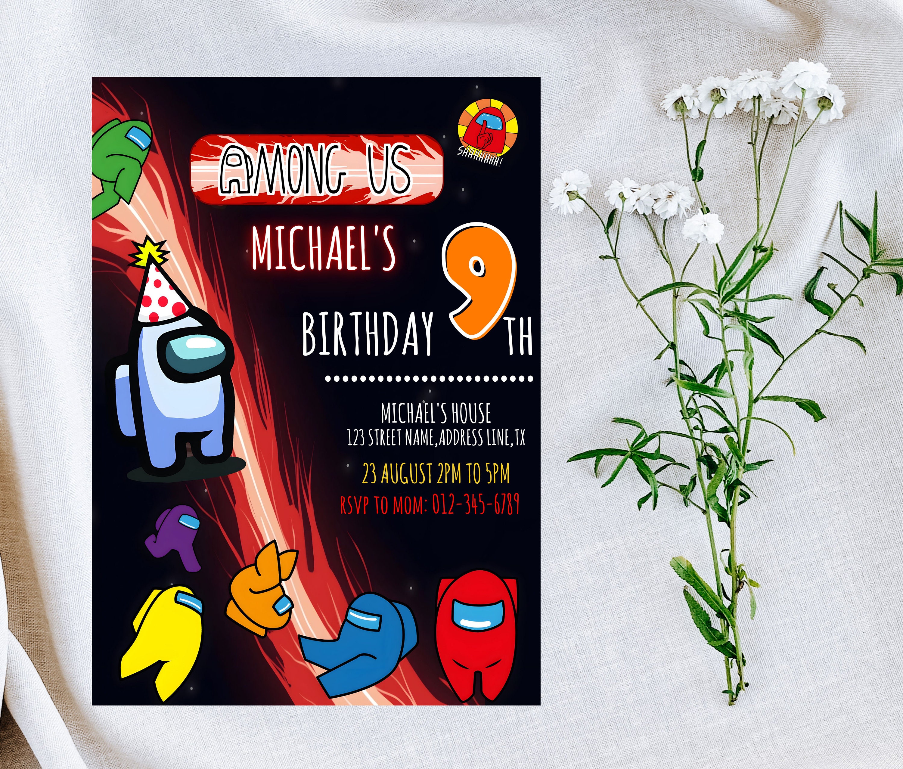 Among Us Party Invite | Editable and Personalized Among Us Invitation ...