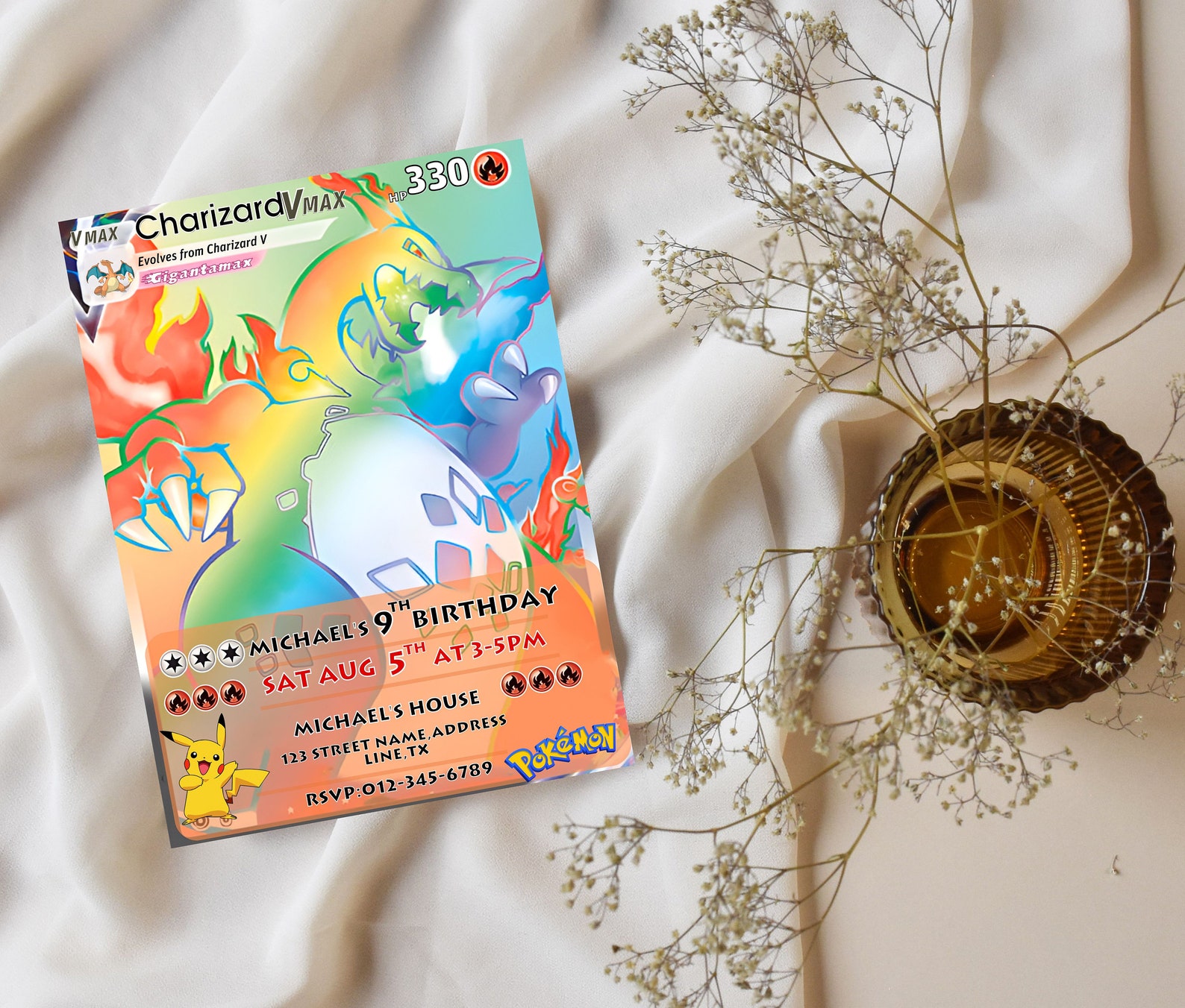 Pokemon Birthday Invitation Pokemon Card Birthday Party - Etsy