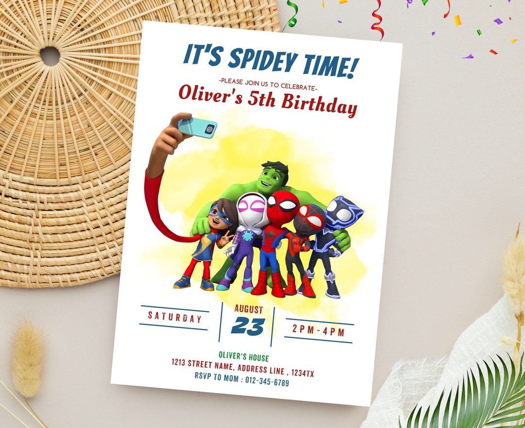 Editable Spidey Birthday Invitation | Spidey and His Amazing Friends ...