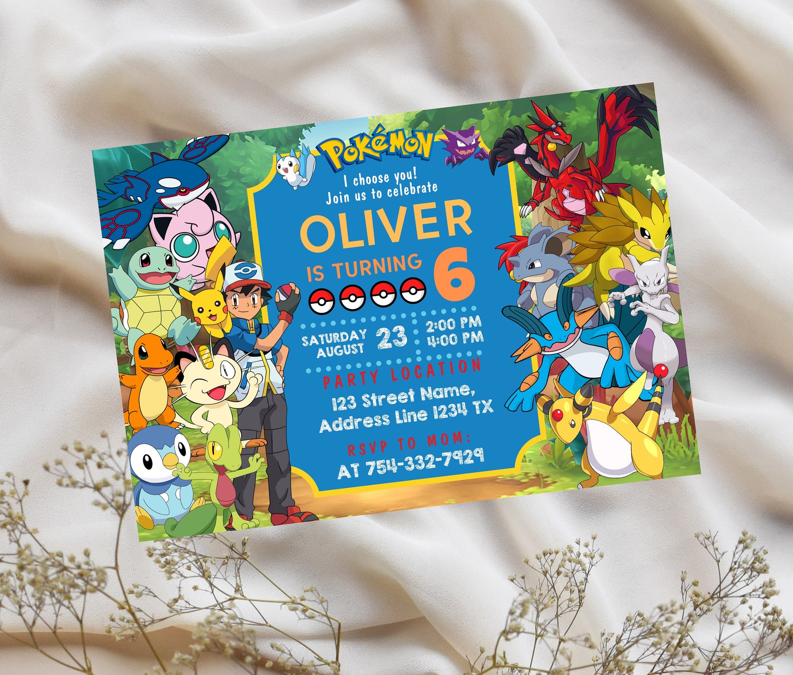 Editable Pokemon Invitation | Printable Pokemon Birthday Party Invite ...